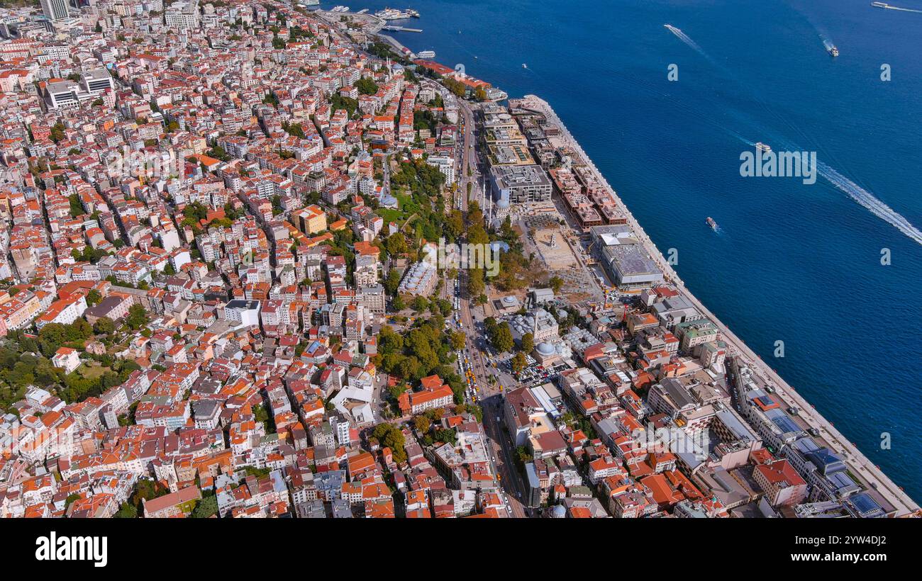 Captivating aerial view of Istanbul’s vibrant cityscape and coastline ...