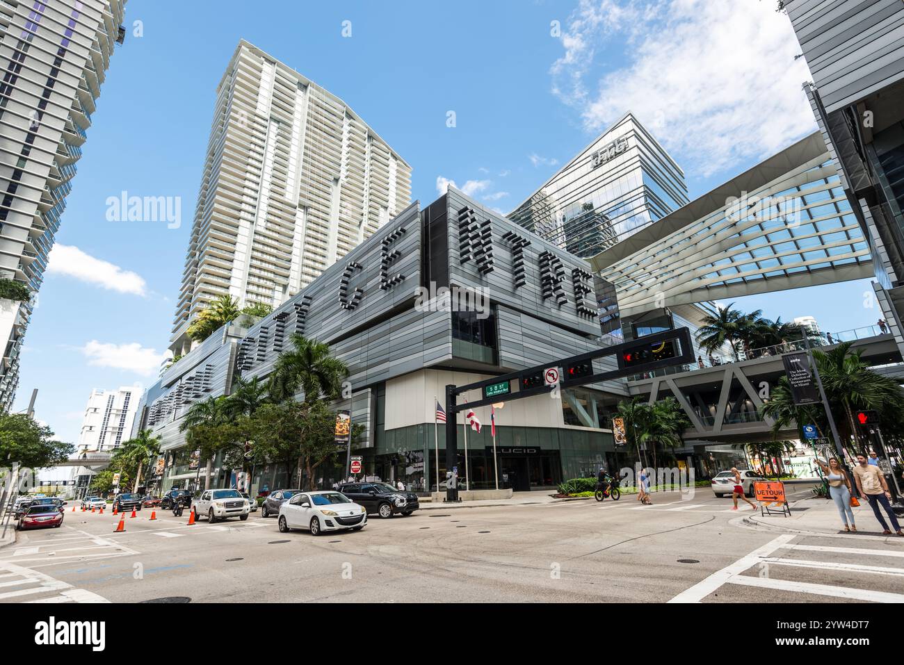 Miami, FL, USA - March 29, 2024: Wide-angle skyscraper cityscape with ...