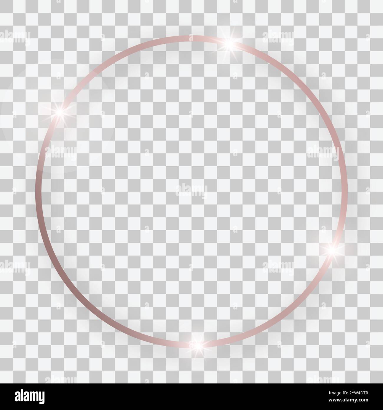 Rose gold shiny round frame with glowing effects and shadows on ...