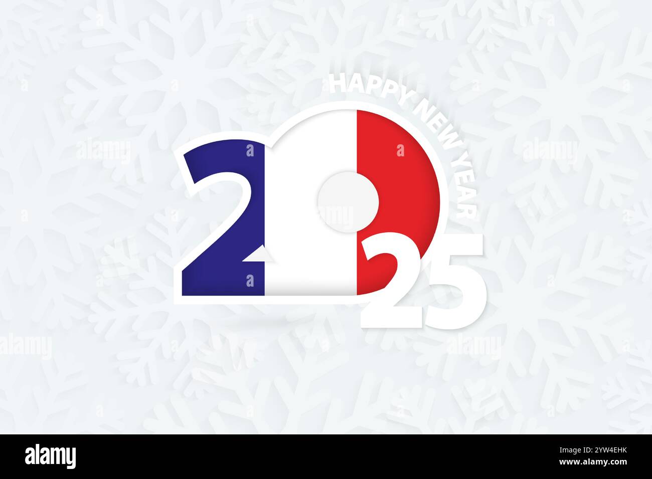 New Year 2025 for France on snowflake background. Greeting France with ...