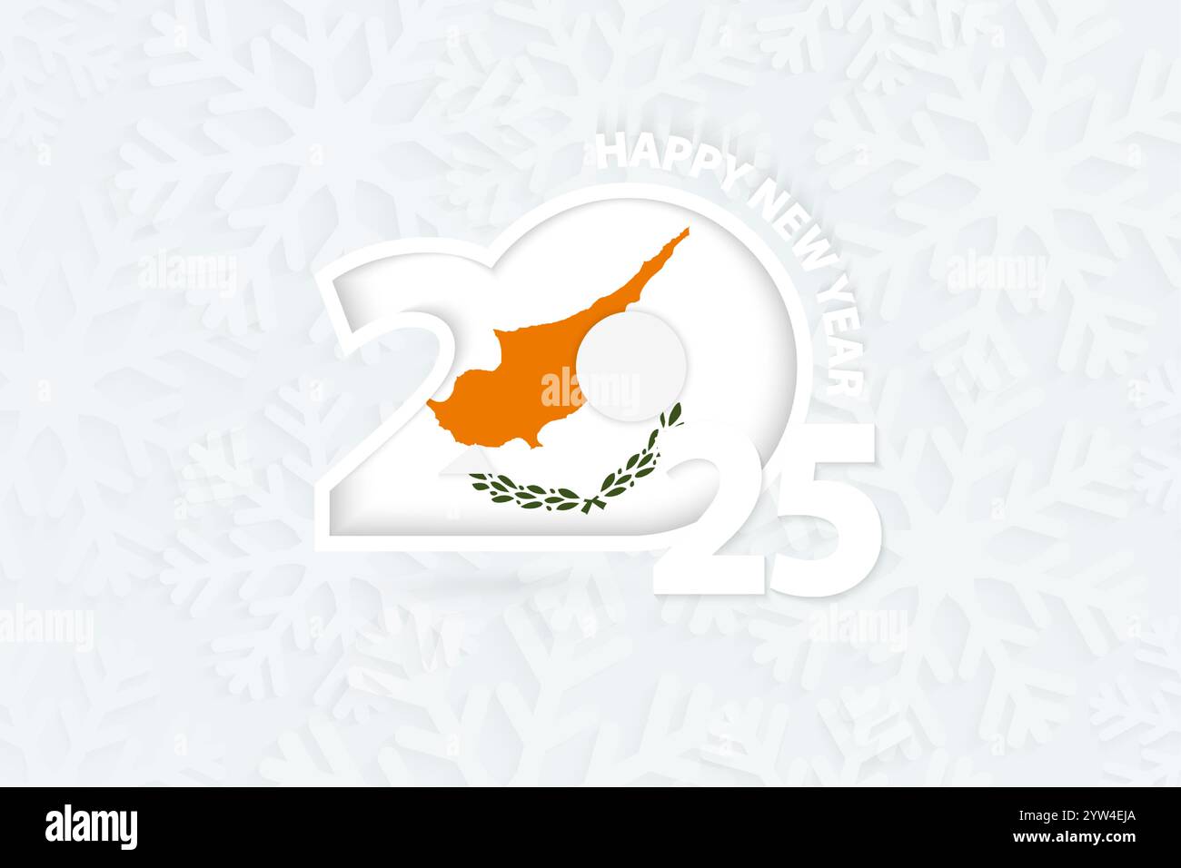 New Year 2025 for Cyprus on snowflake background. Greeting Cyprus with ...