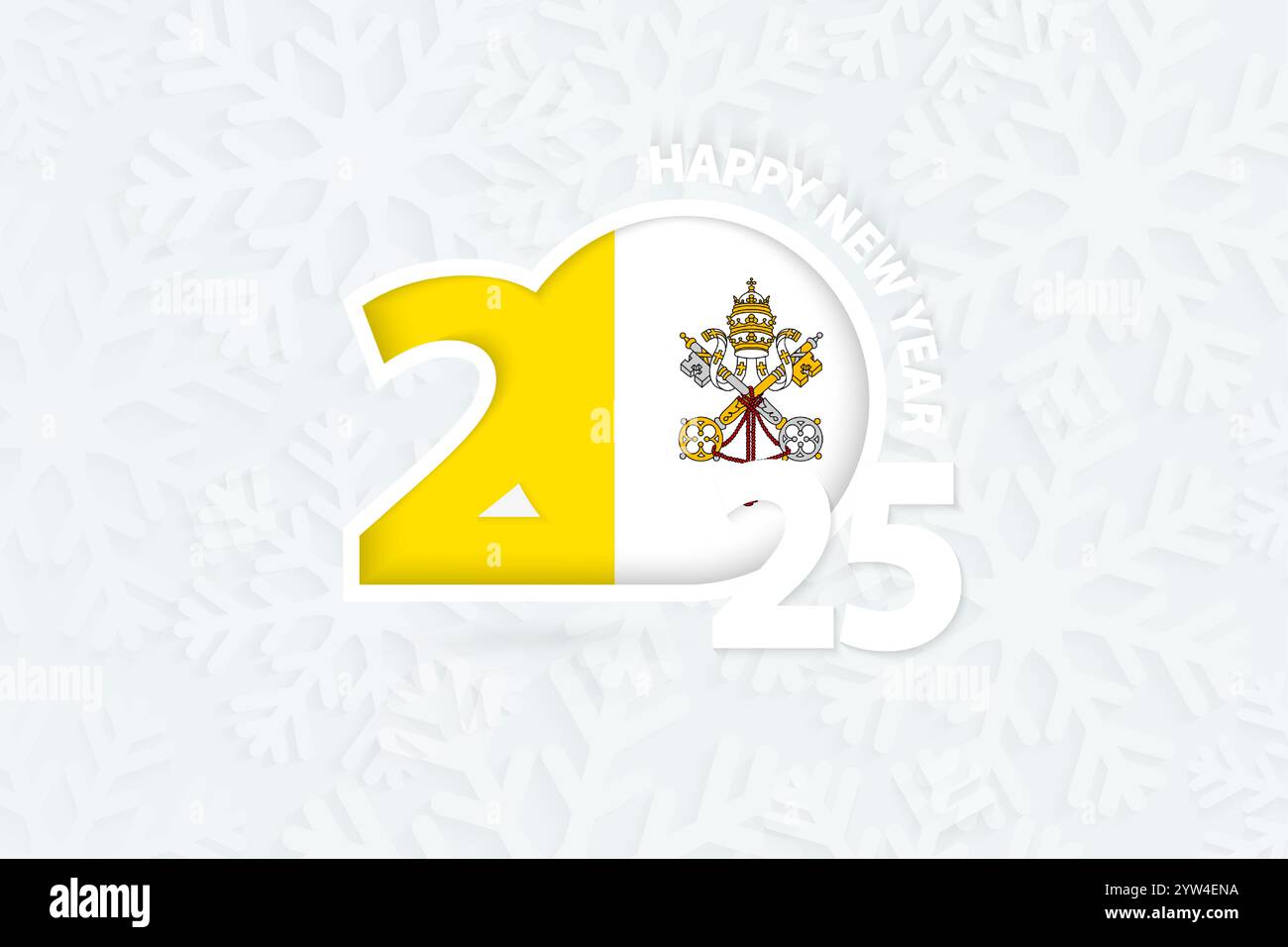 New Year 2025 for Vatican City on snowflake background. Greeting ...