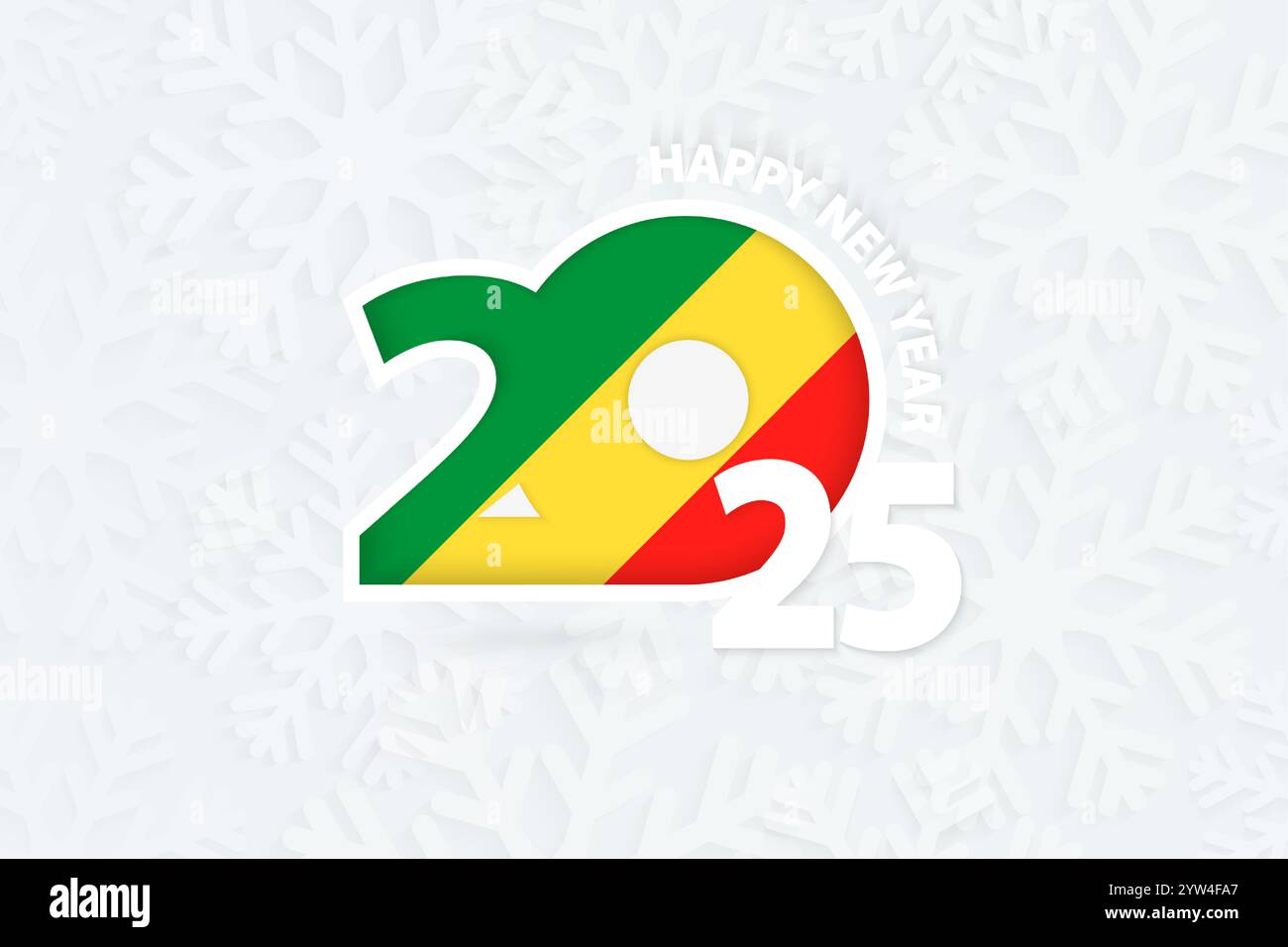 New Year 2025 for Congo on snowflake background. Greeting Congo with ...