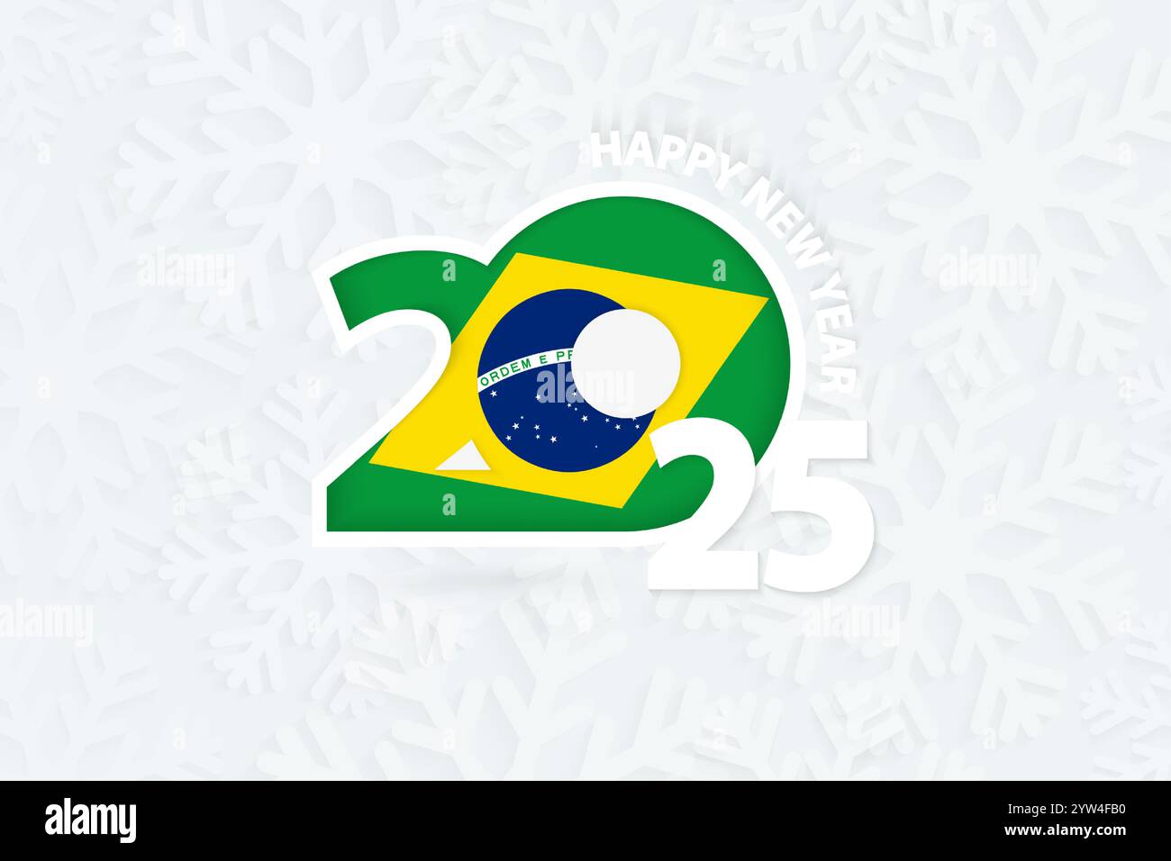 New Year 2025 for Brazil on snowflake background. Greeting Brazil with ...