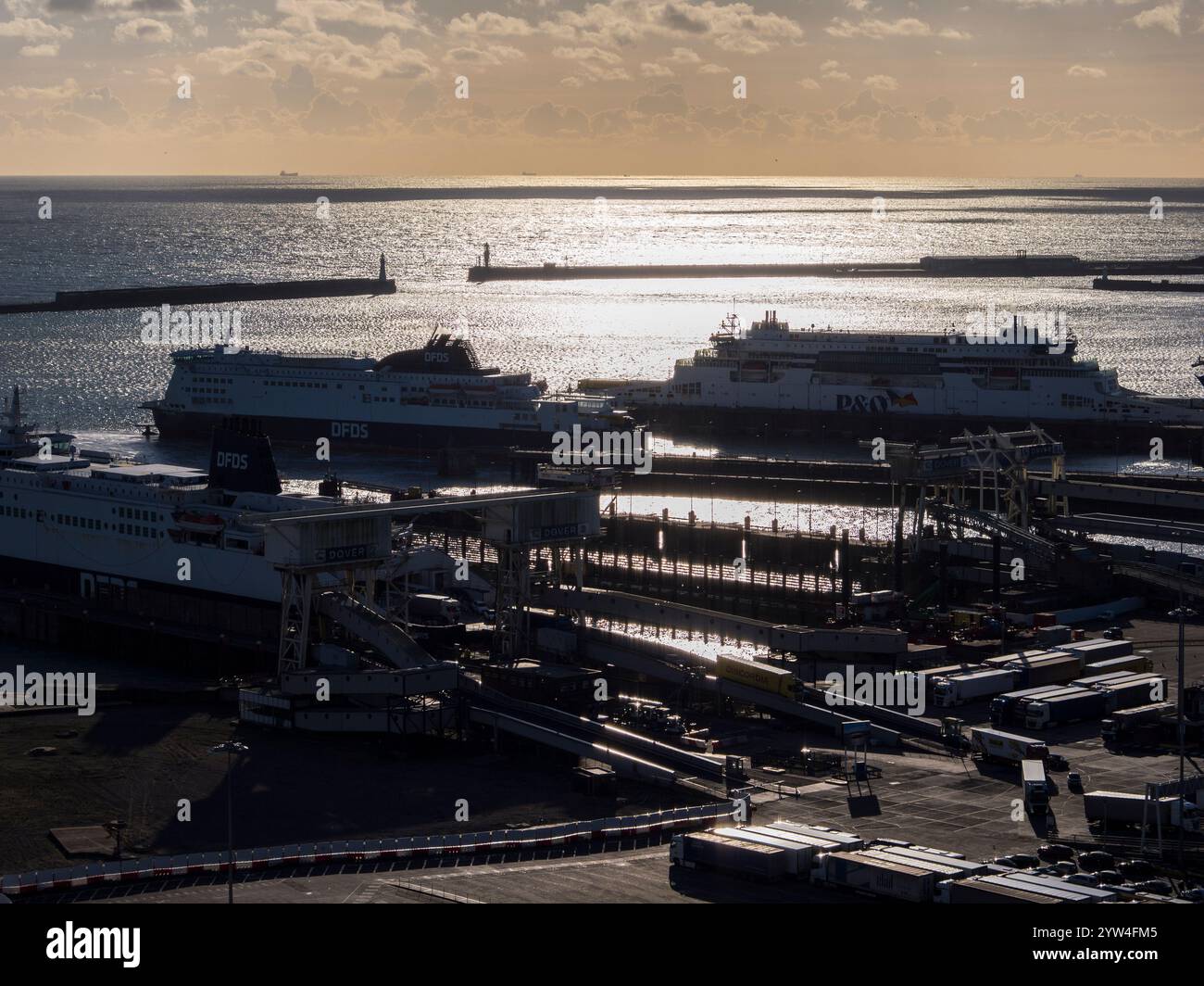 Port of Dover, with Cross-channel Ferry's, Lorries Unloading, Dover ...