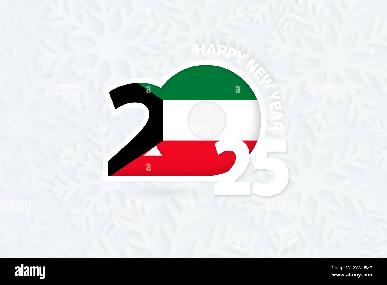New Year 2025 for Kuwait on snowflake background. Greeting Kuwait with ...