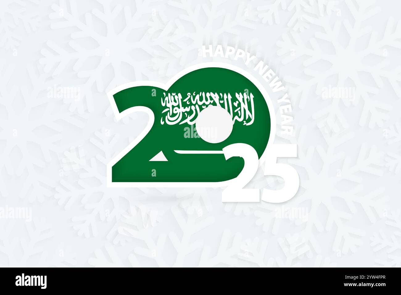 New Year 2025 for Saudi Arabia on snowflake background. Greeting Saudi ...