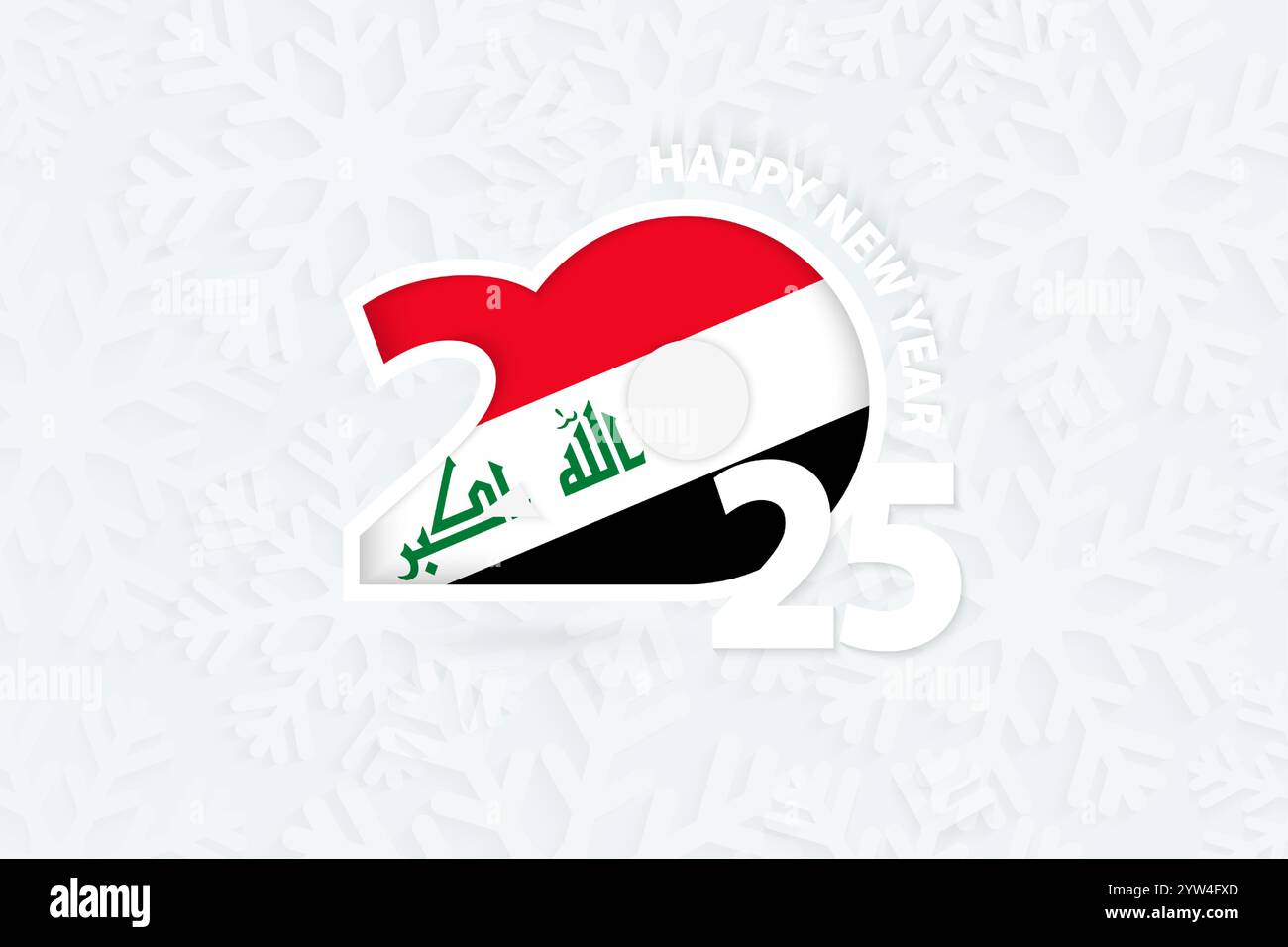New Year 2025 for Iraq on snowflake background. Greeting Iraq with new ...