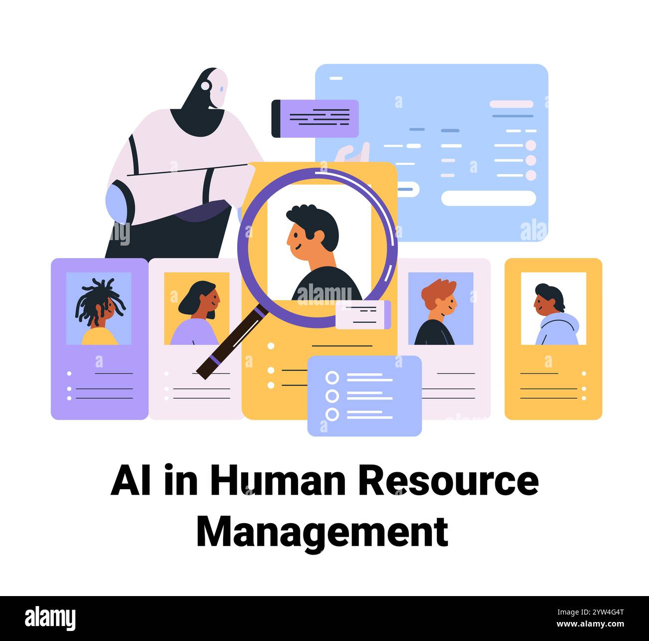AI human resource management concept with robot analyzing candidate ...