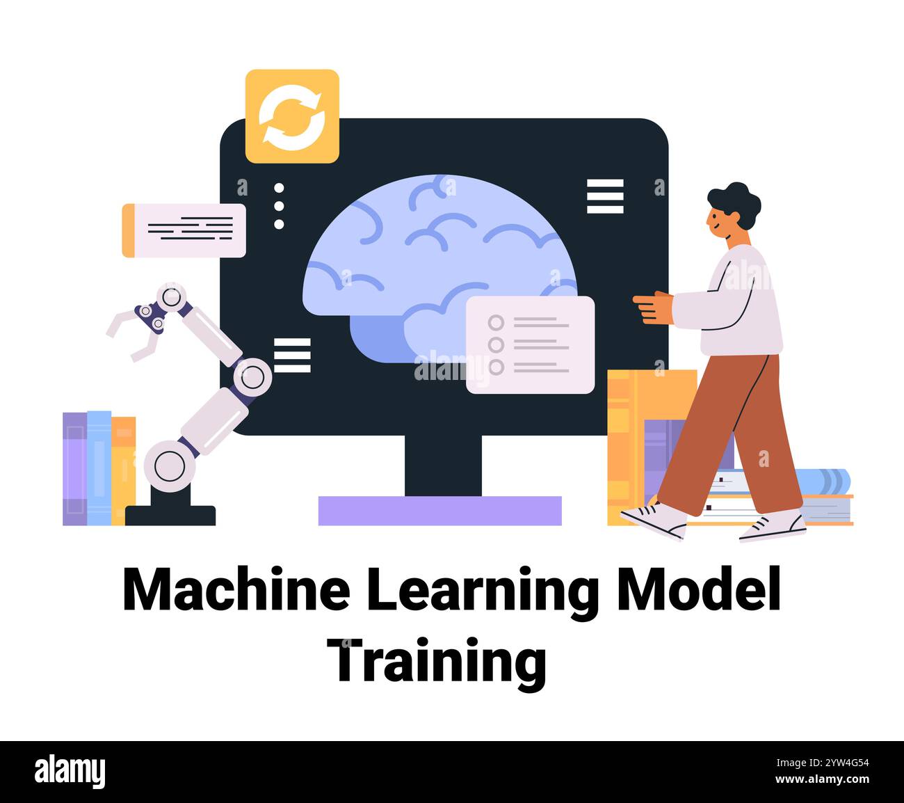 Machine learning model training concept with robot arm human ...