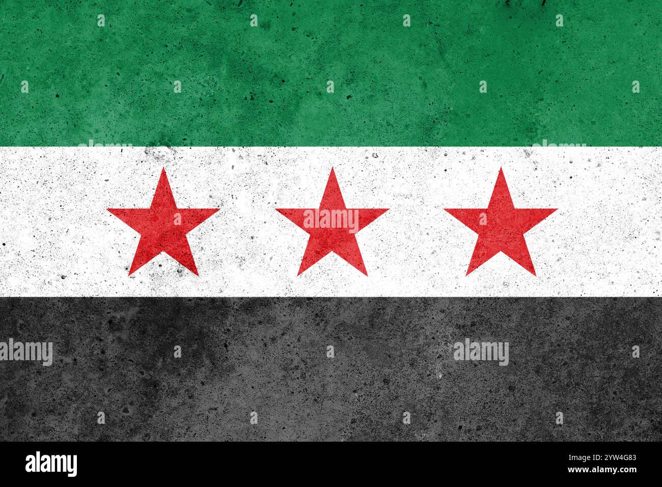 Syrian opposition flag painted on the concrete wall Stock Photo - Alamy