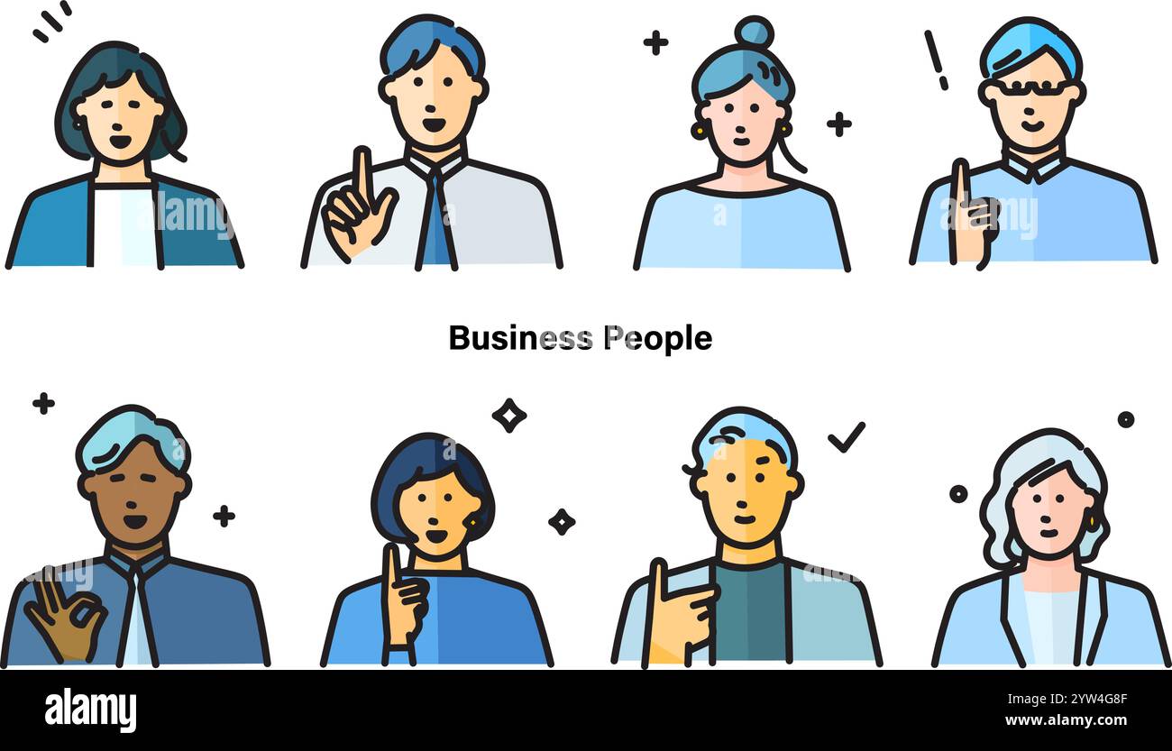 business people facial expression icons vector illustration Stock ...