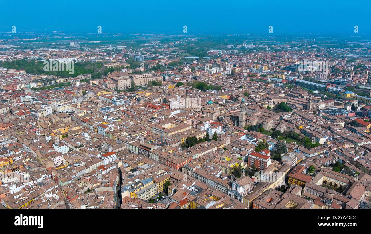 Breathtaking aerial view of Parma’s historic city center, showcasing ...
