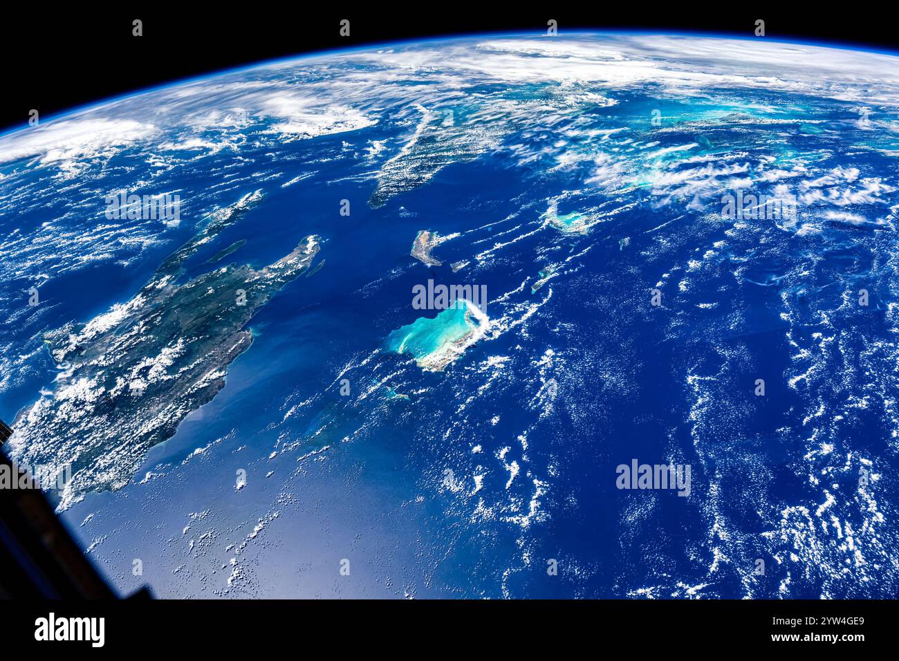 Planet Earth horizon seen from space. Digital enhancement of an image ...
