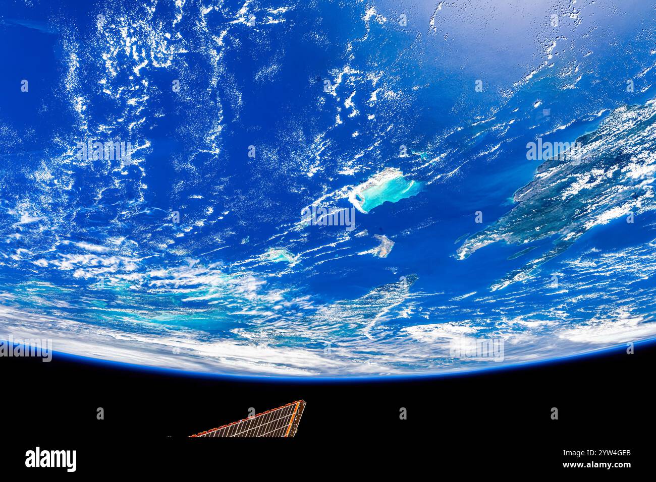 Planet Earth horizon seen from space. Digital enhancement of an image ...