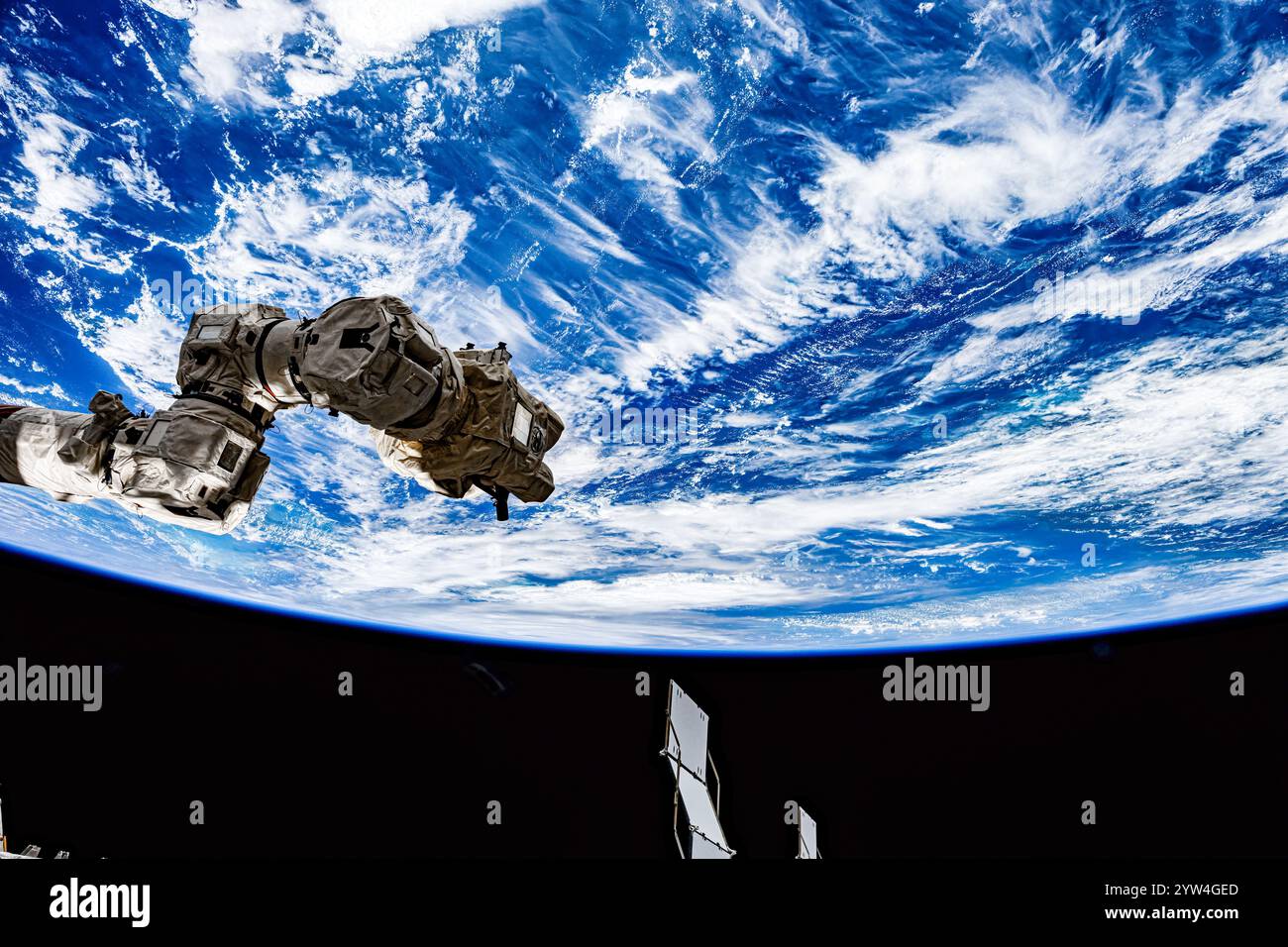 Planet Earth horizon seen from space. Digital enhancement of an image ...