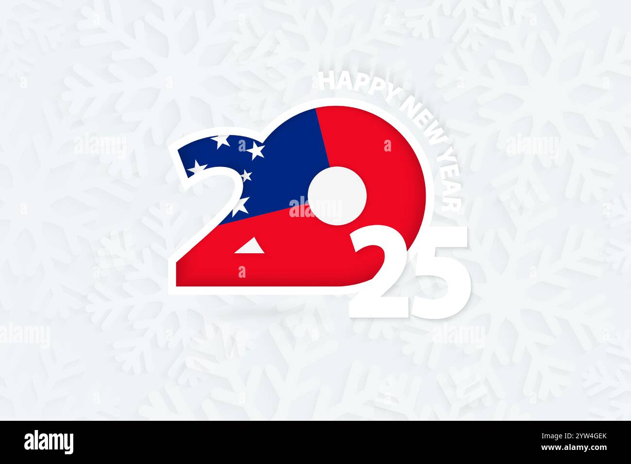 New Year 2025 for Samoa on snowflake background. Greeting Samoa with ...