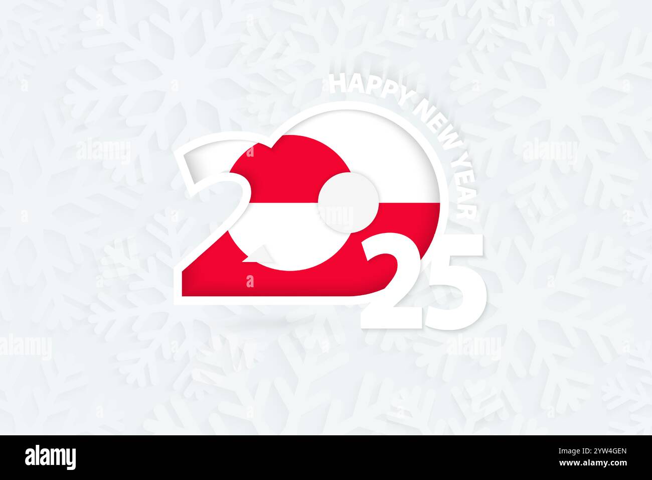New Year 2025 for Greenland on snowflake background. Greeting Greenland ...