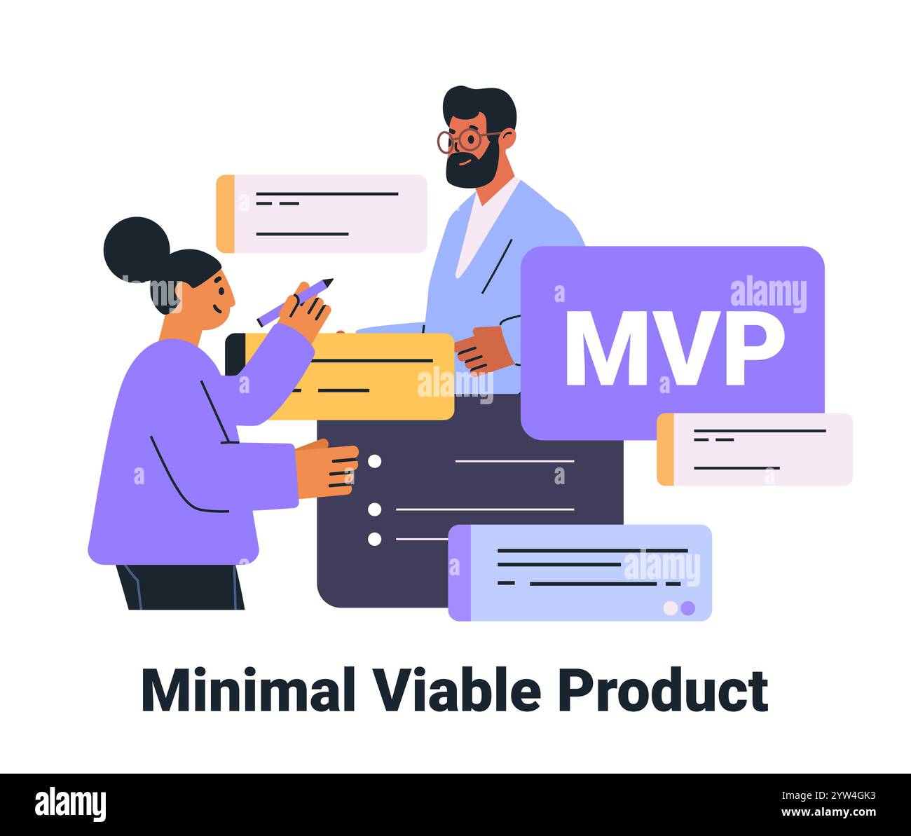 Minimal Viable Product concept teamwork characters collaborating ...