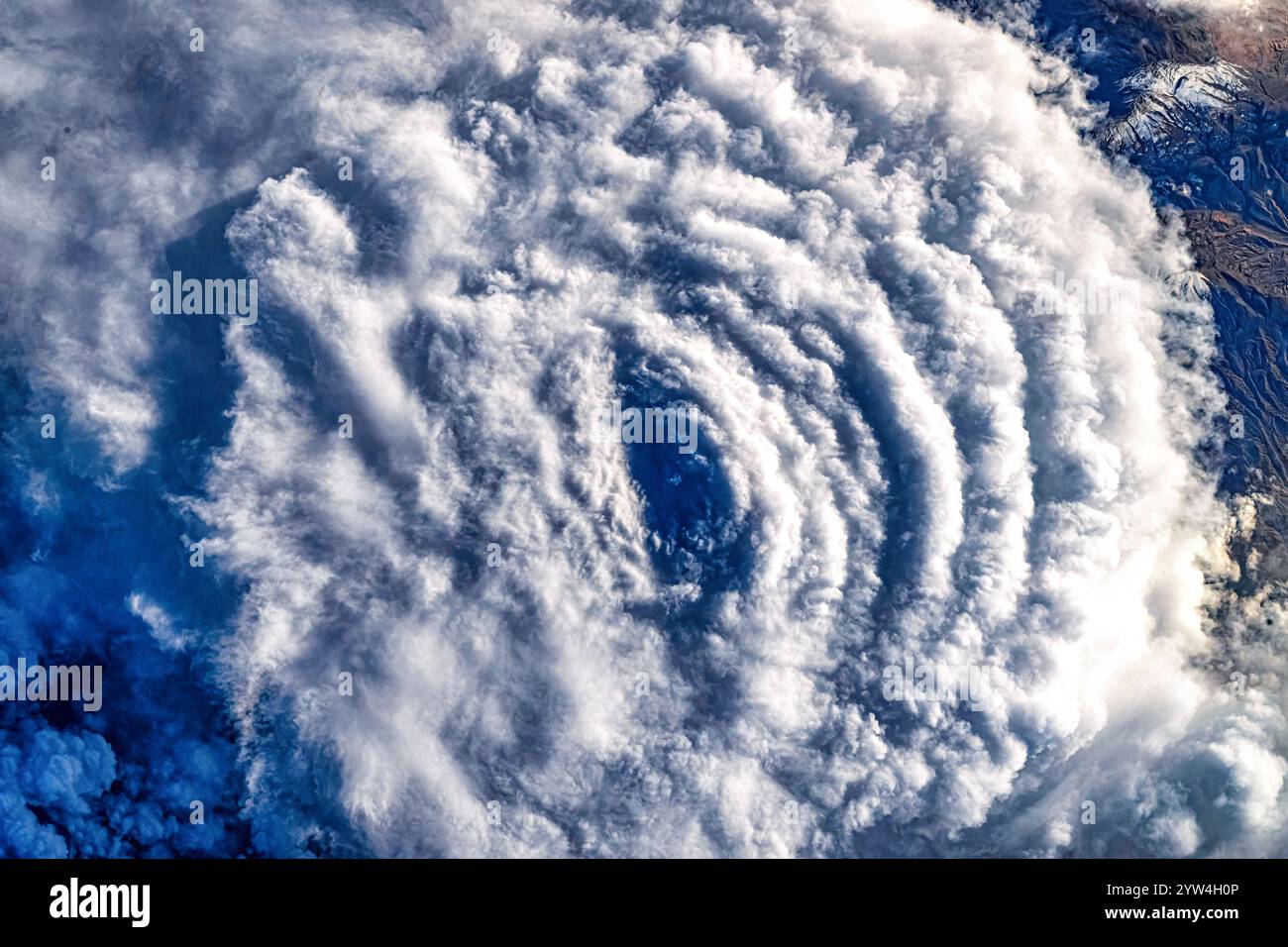 Clouds and cloudscape viewed from outer space. Digital enhancement of ...