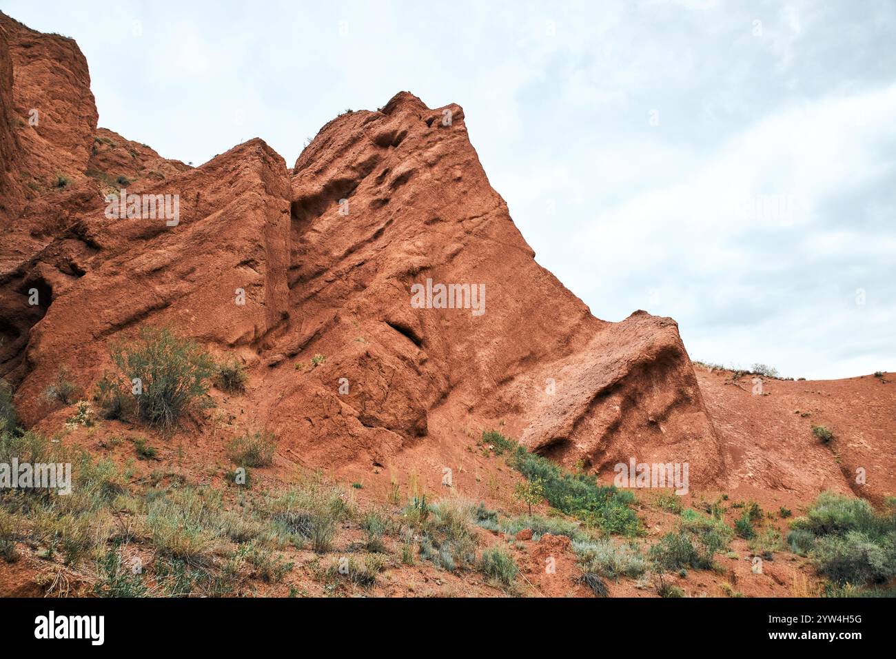 Travel destination Konorchek canyon, sheer cliffs subject to erosion ...