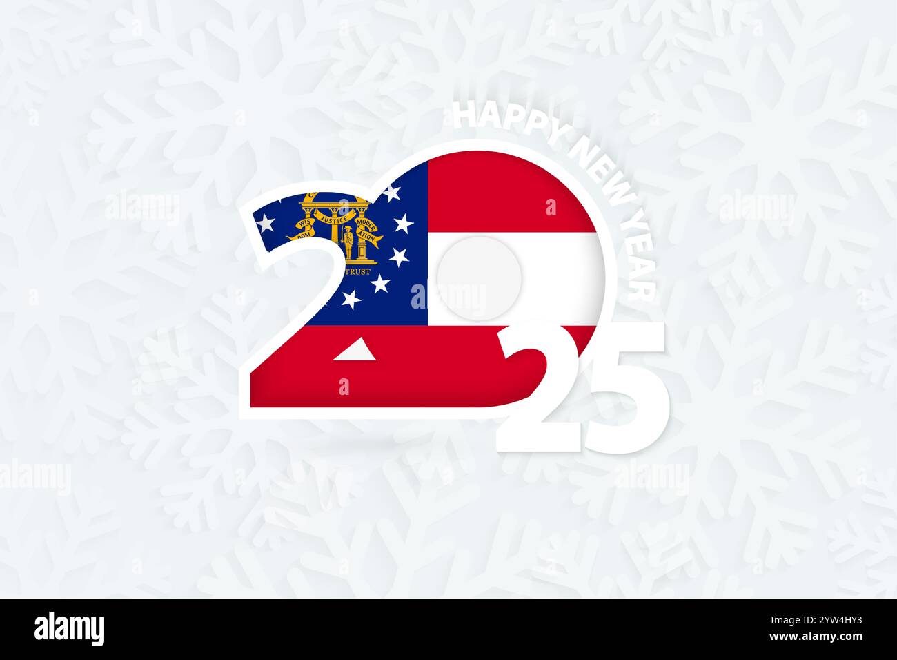 New Year 2025 for Georgia on snowflake background. Greeting Georgia ...