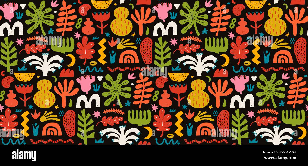 Abstract seamless pattern with color pencil shapes, figures and ...
