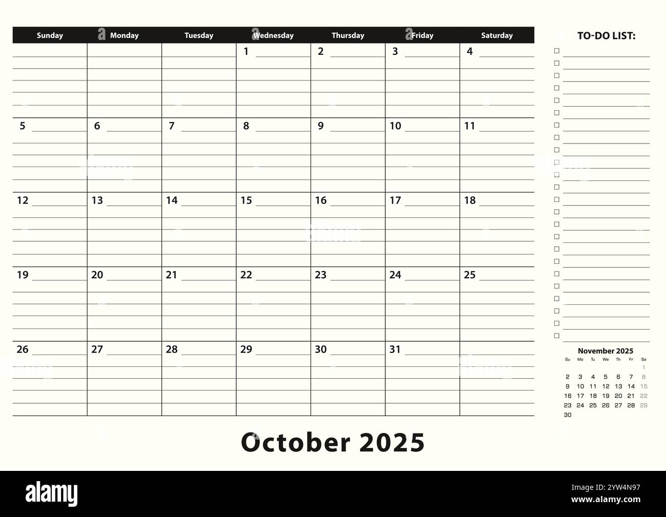 October 2025 Monthly Business Desk Pad Calendar. October 2025 calendar ...