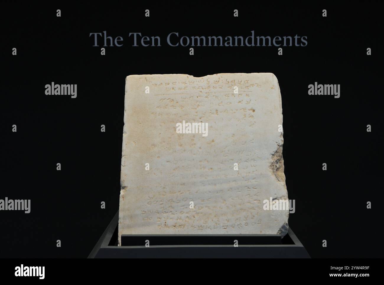 New York, USA. 09th Dec, 2024. Stone tablet with Ten Commandments ...