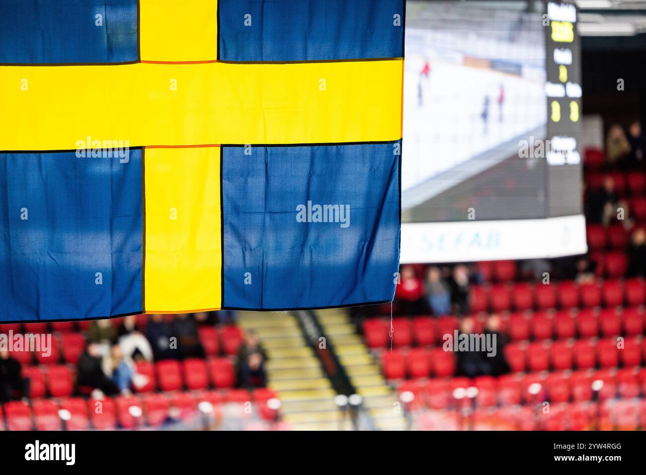 A Swedish flag in an ice hockey arena, Norrköping, Sweden Stock Photo ...