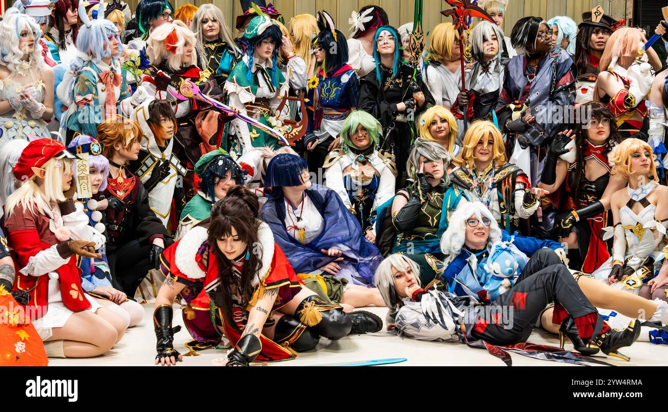 BIRMINGHAM, UK - NOVEMBER 30, 2024. A large crowd of cosplayers meeting ...