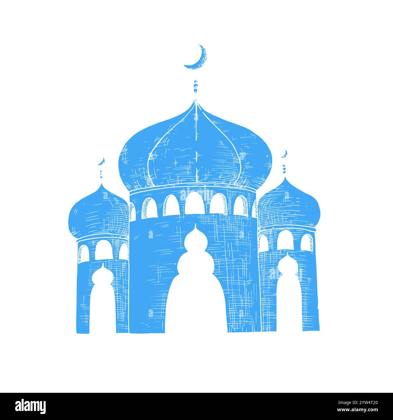 Vector Islamic minaret. Graphic illustration mosque, tower isolated on ...