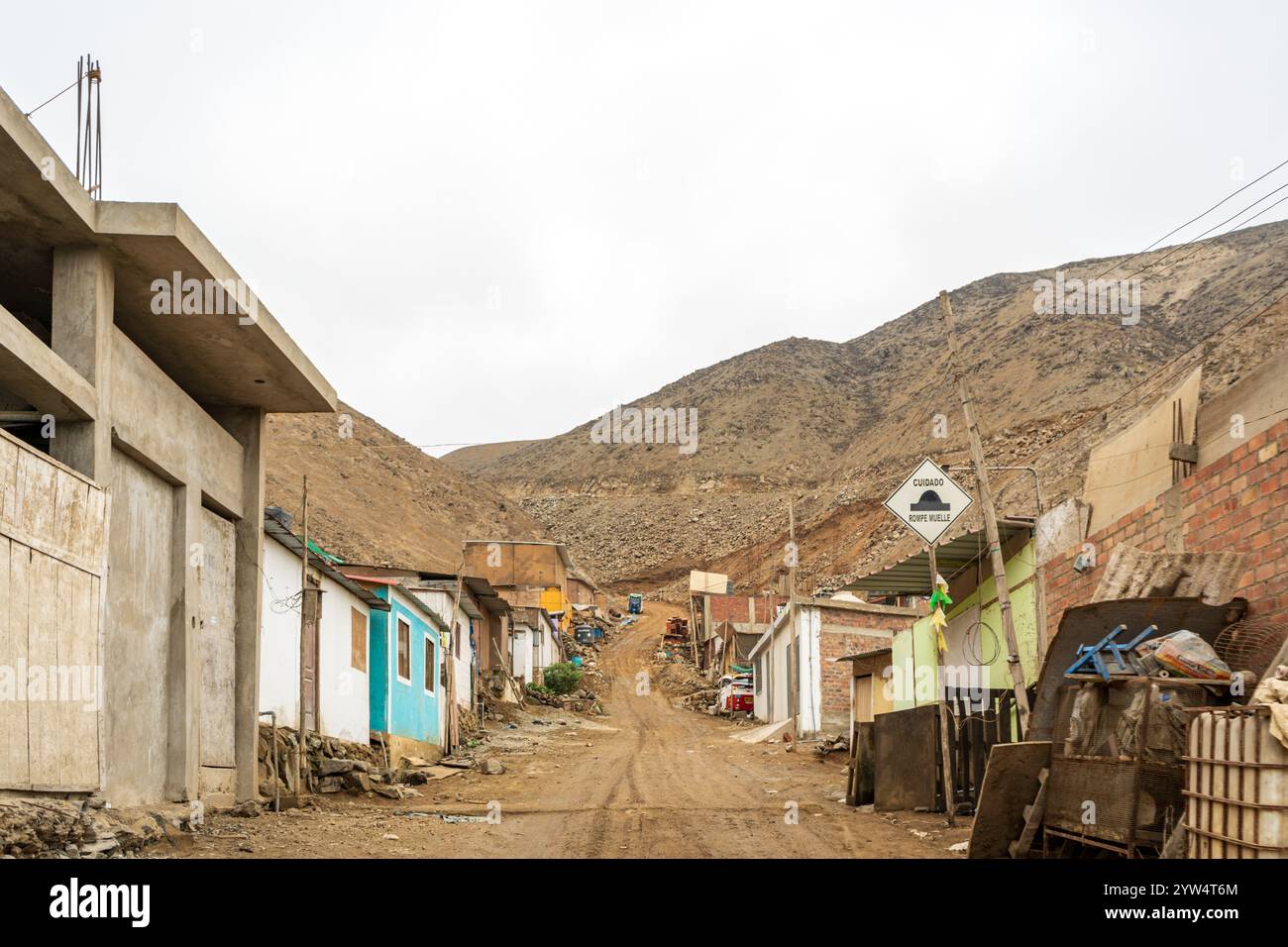 Rural Street in a Dry Developing Neighborhood of Lurin, Peru, in the ...