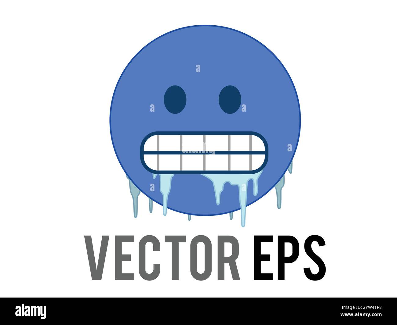 The blue cold, pity, worry, freezing face flat icon with gritted teeth ...