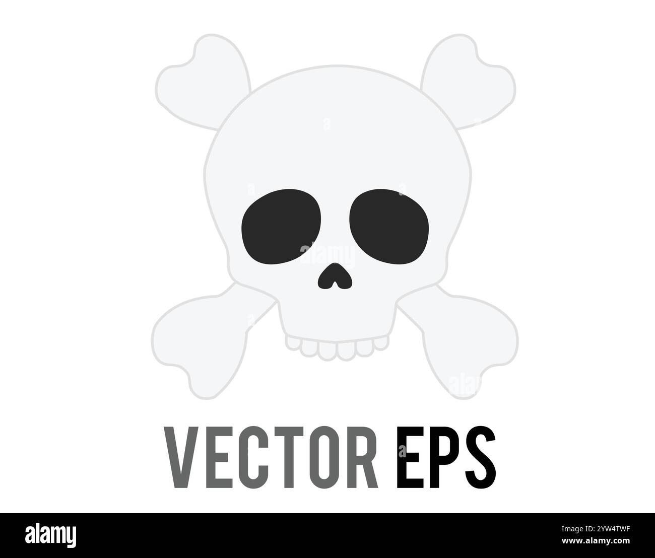 The isolated vector gradient whitish gray human skull with crossbones ...