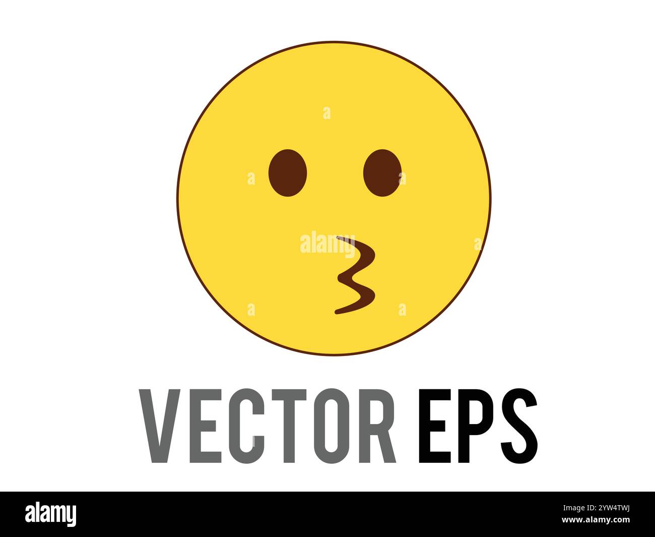 The isolated gradient vector yellow face with simple kissing face flat ...