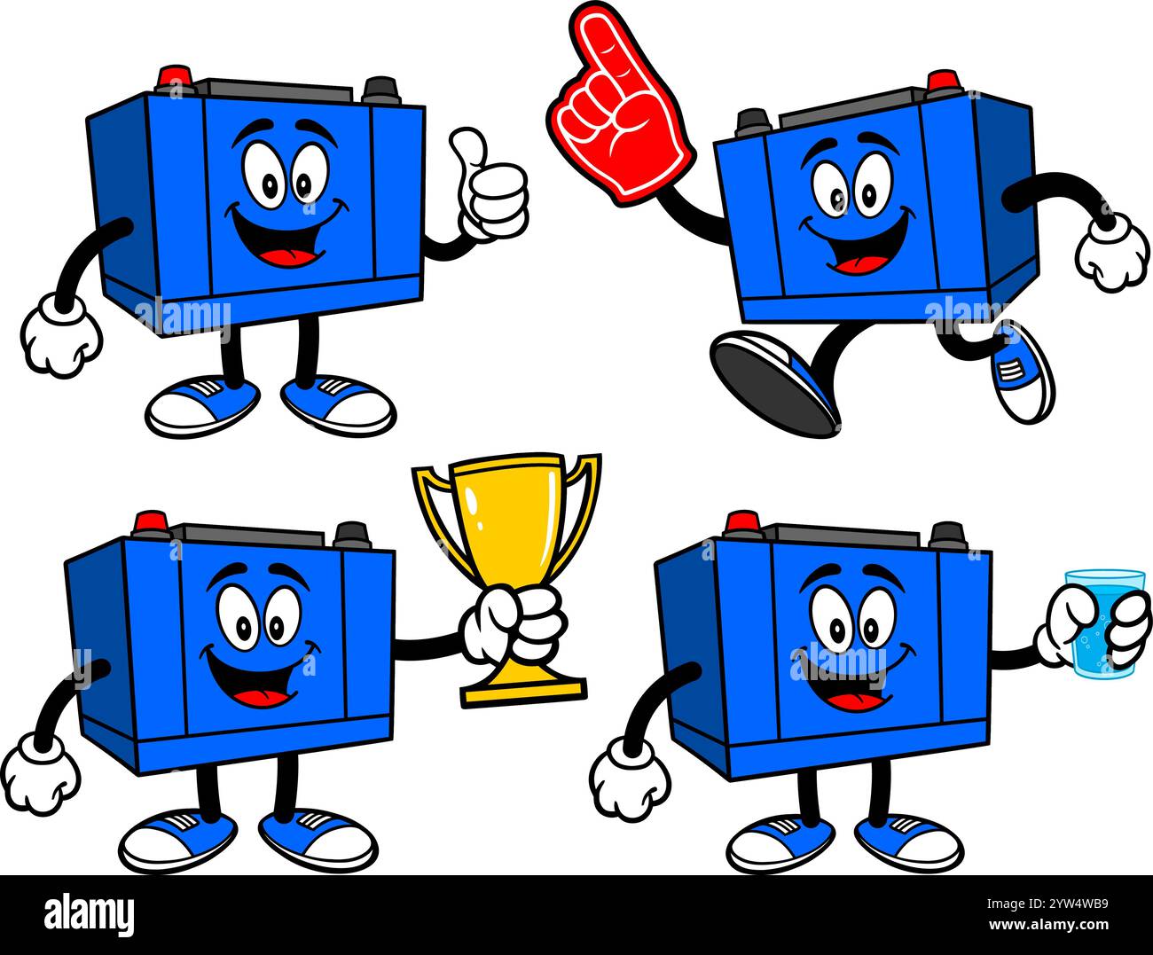 Car Battery Character Set 01, Hand Drawn Vector illustration, Isolated ...