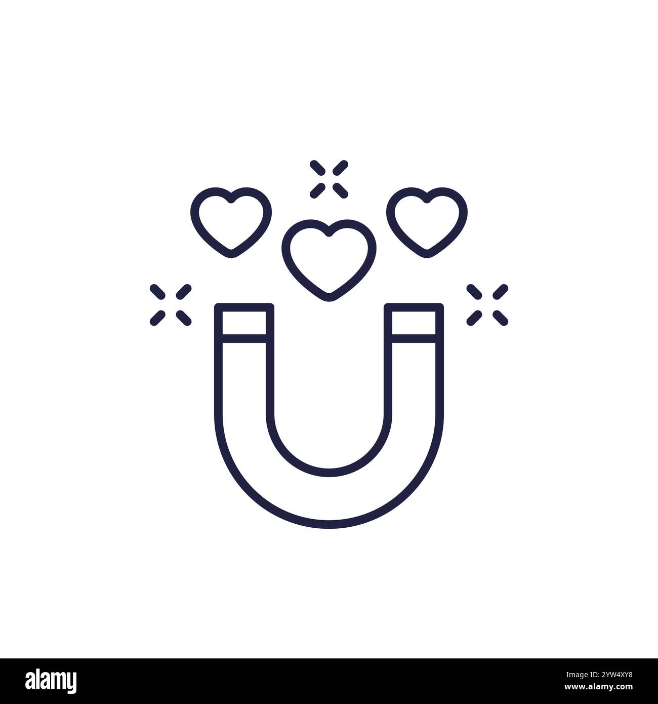 Magnet and hearts, attraction line icon Stock Vector Image & Art - Alamy