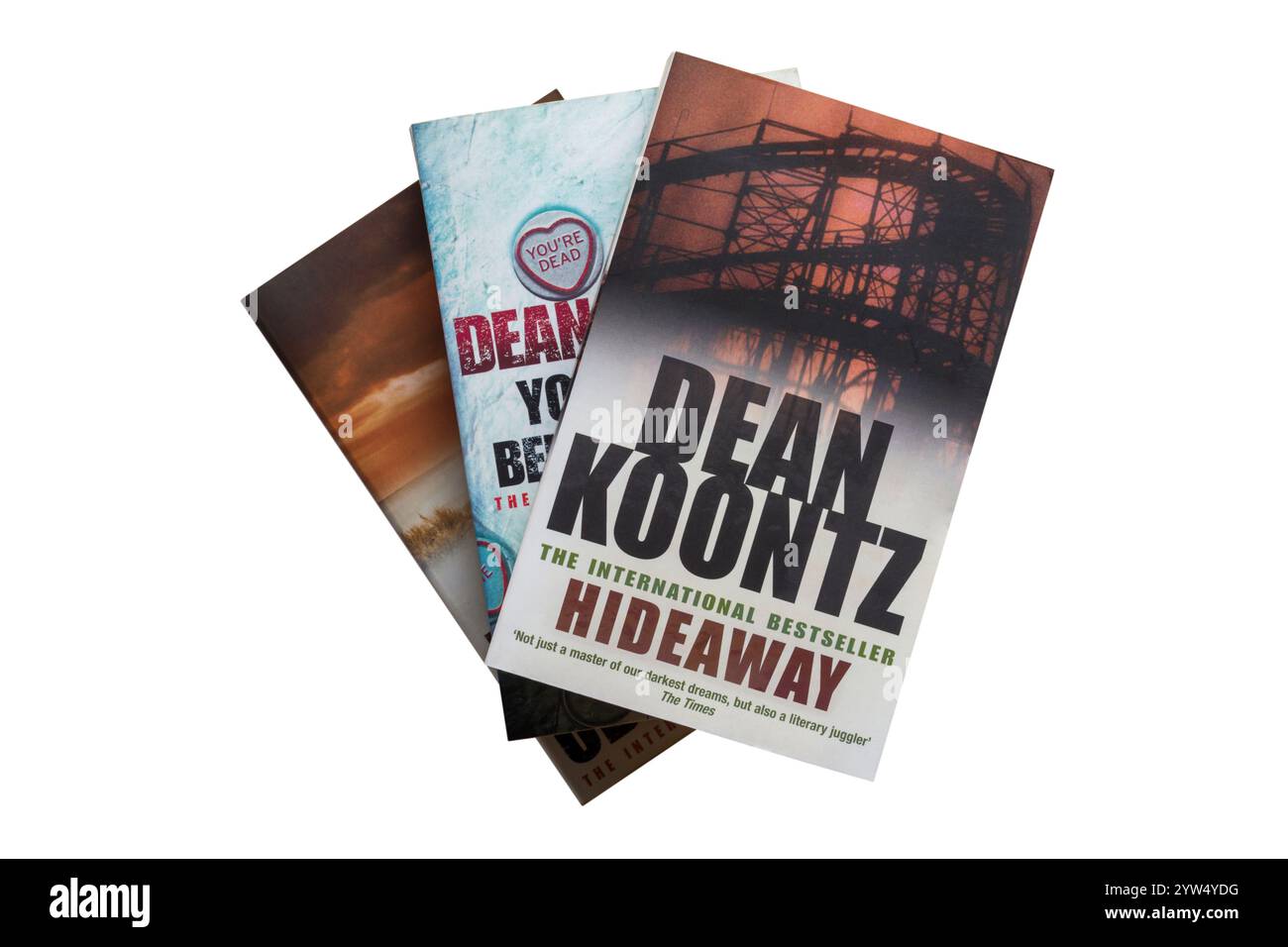 Selection of Dean Koontz books with Hideaway book on top isolated on ...