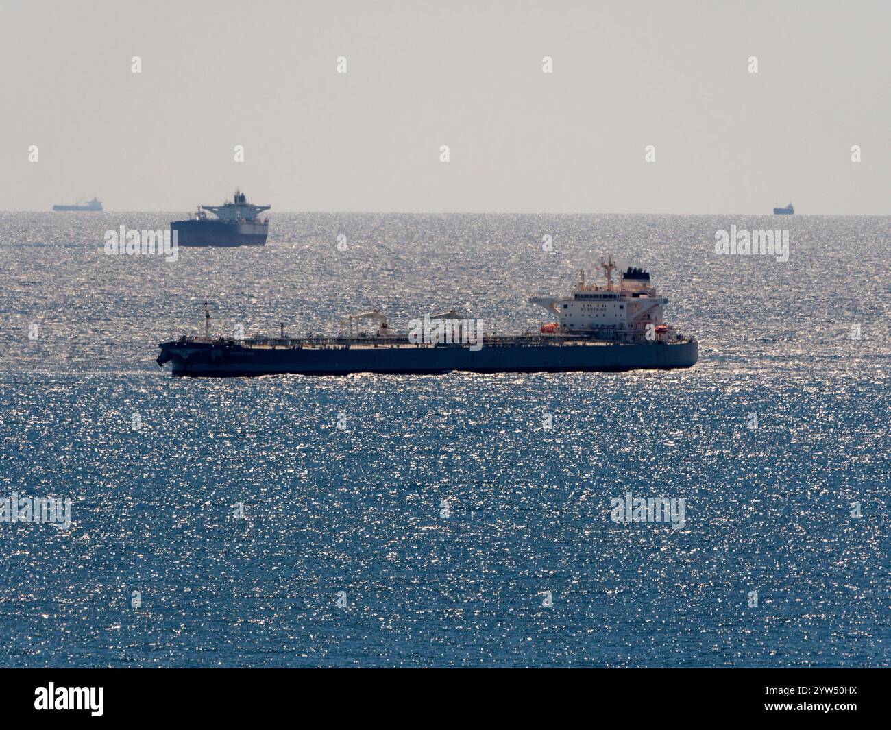 Sea freighter sailing in the middle of the ocean with big waves Stock ...