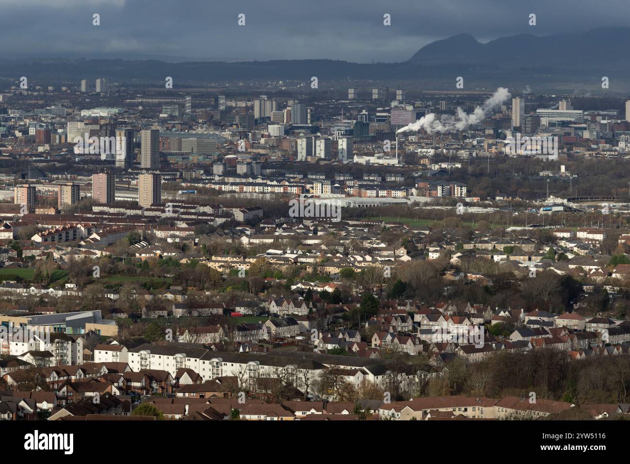 The view from Cathkin Braes, on the southern edge of Glasgow, looking ...
