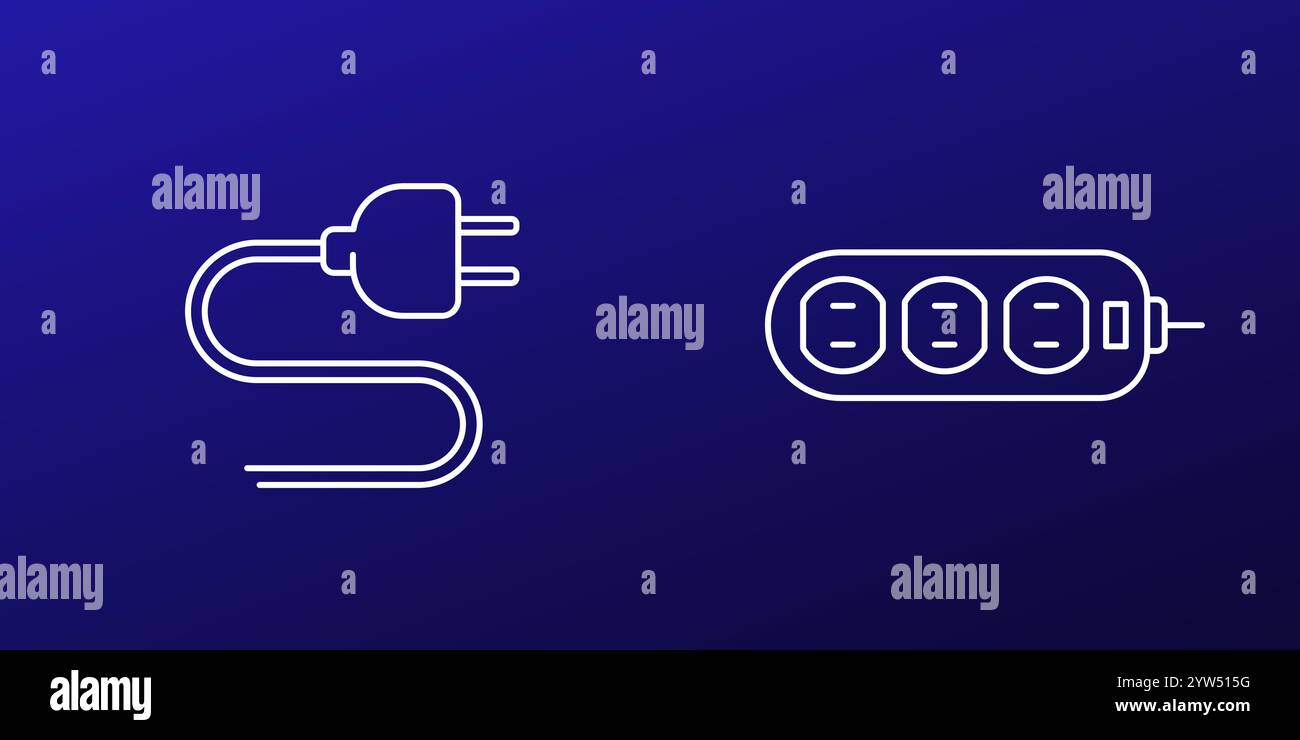 electric plug and power strip line vector icons Stock Vector Image ...