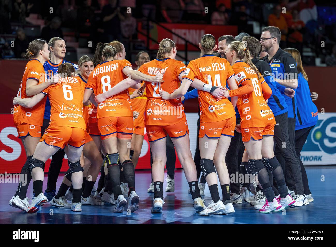 WENEN - A cheering Netherlands after the game against Switzerland ...