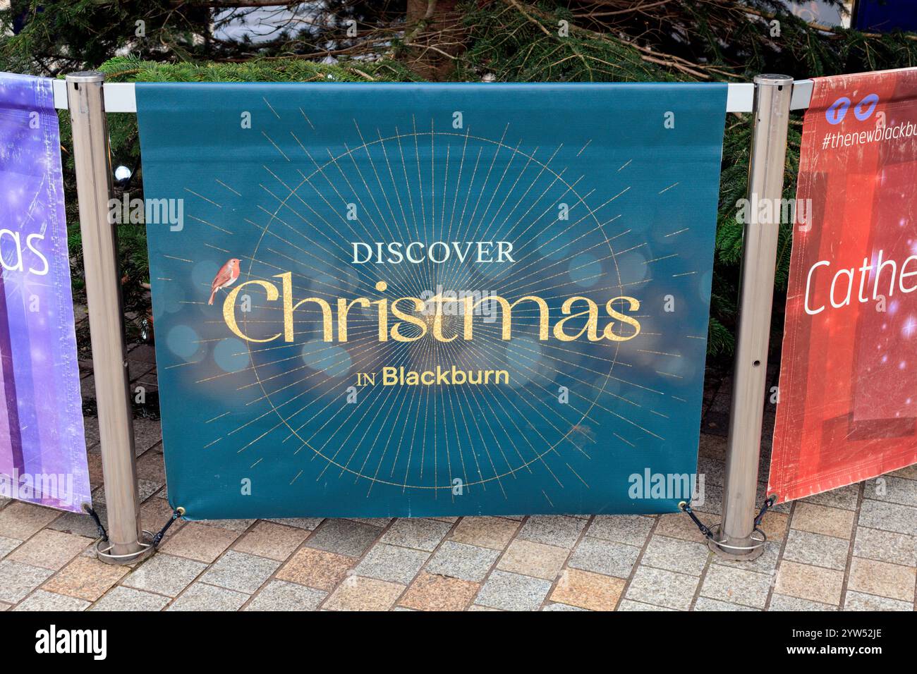 Discover Christmas in Blackburn sign Stock Photo - Alamy