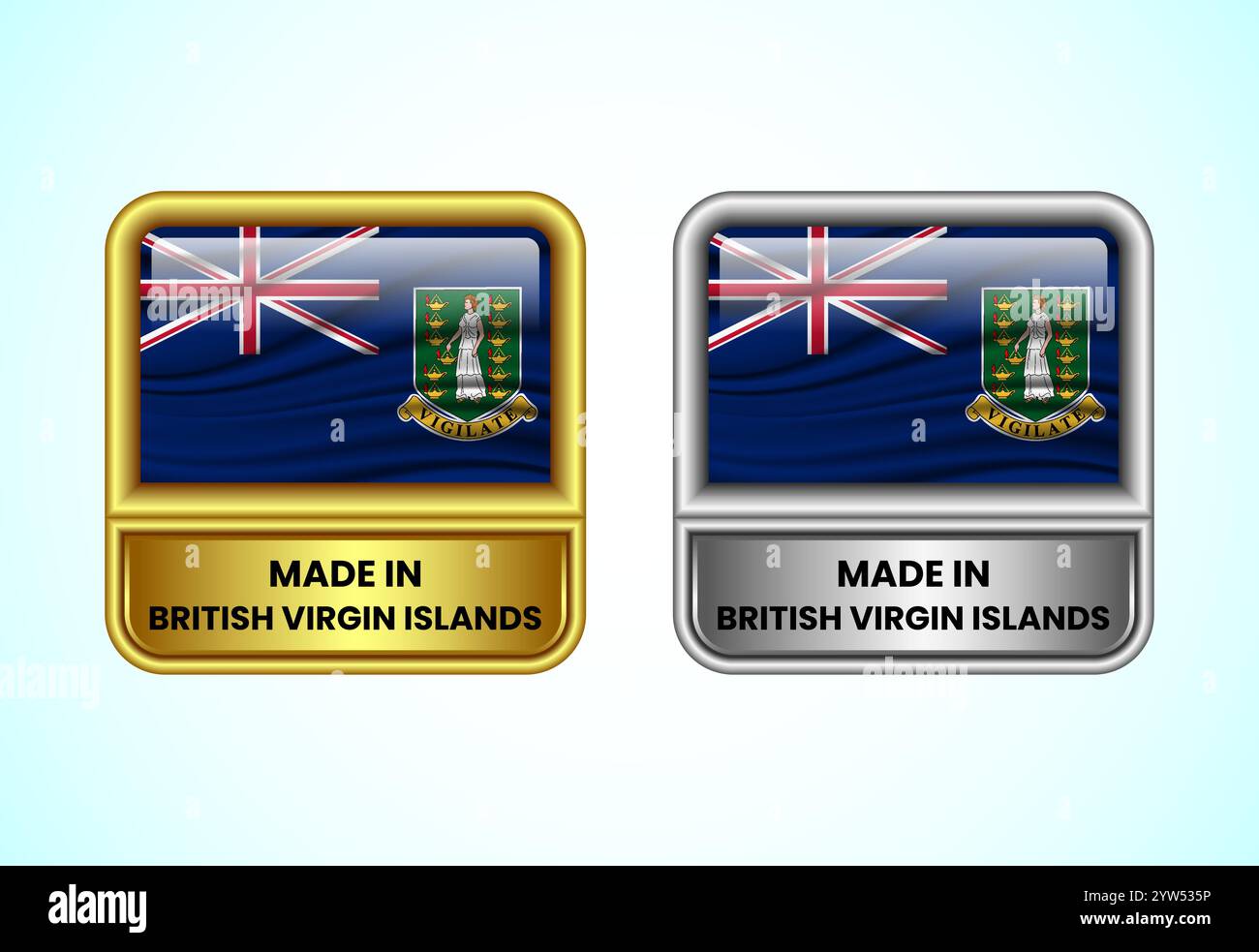 Made in British Virgin Islands label icon in gold and silver color ...