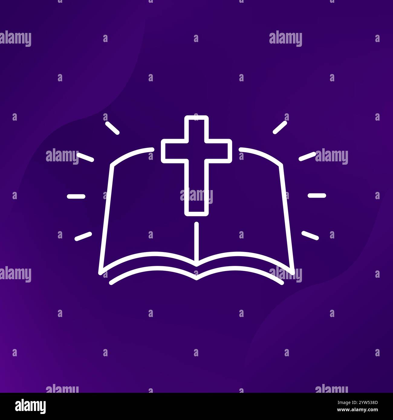 Bible line icon, holy prayer book, catholic cross Stock Vector Image ...