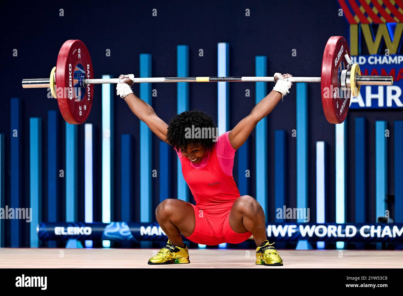 Rosina Randafiarison of Madagascar competes in snatch, 45 kg women ...