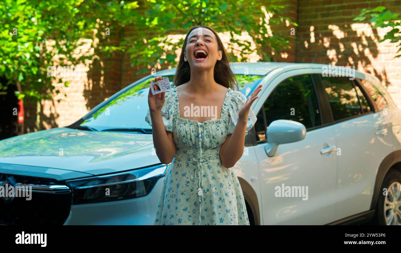 Happy excited amazed Caucasian woman female girl student client buyer ...