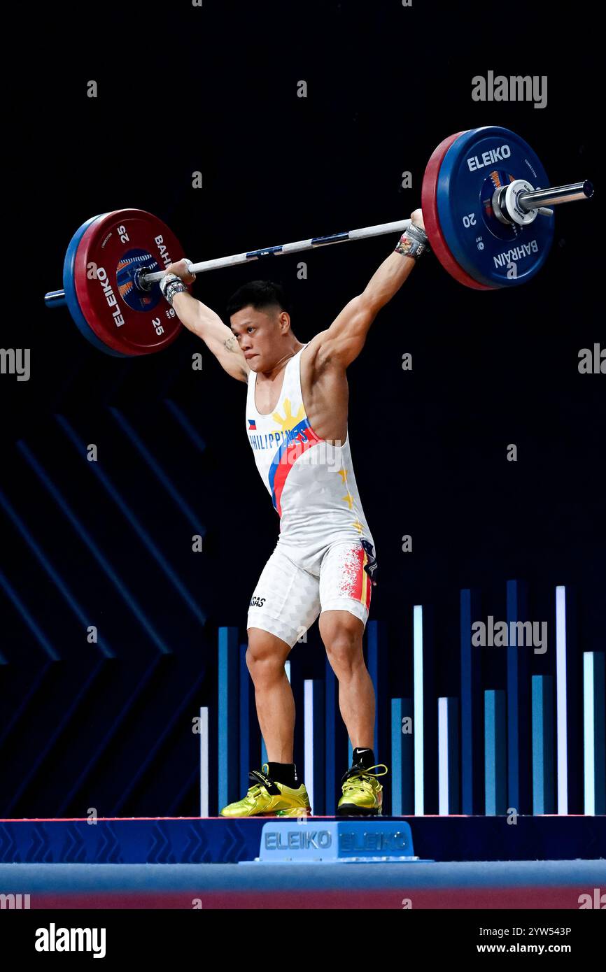 Fernando Jr Agad of Philippine competes in snatch, in the 55 kg men ...