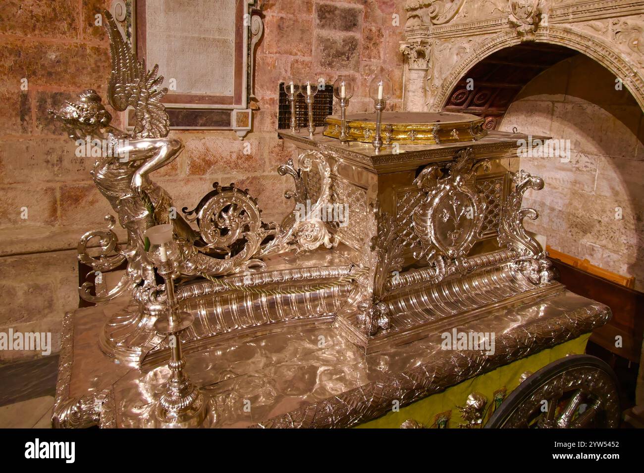 Processional silver carriage used in the Corpus Christi procession each ...
